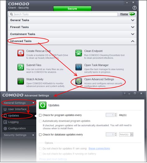 Comodo Switch Off Automatic Antivirus And Software Updates Virus Scanner Comodo Client Security
