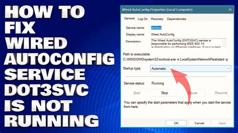 How To Fix The Wired Autoconfig Service Dot3svc Is Not Running Youtube