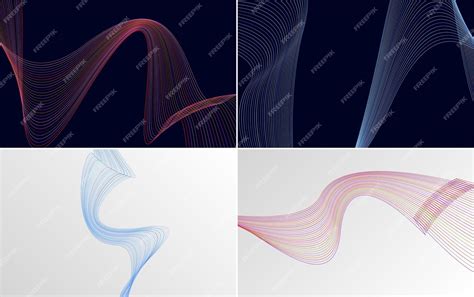 Free Vector Set Of 4 Geometric Wave Pattern Background Abstract