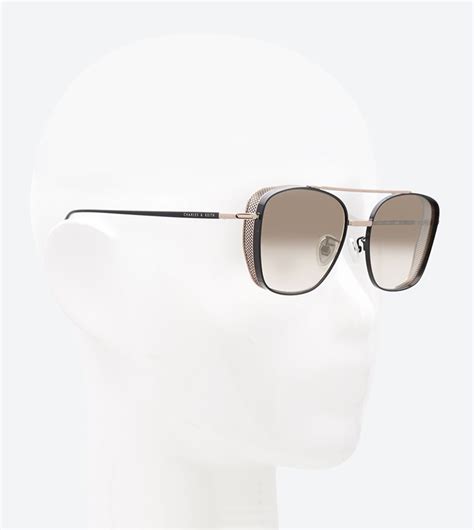 Buy Charles And Keith Angular Frame Aviator Sunglasses Black In Black 6thstreet Qatar