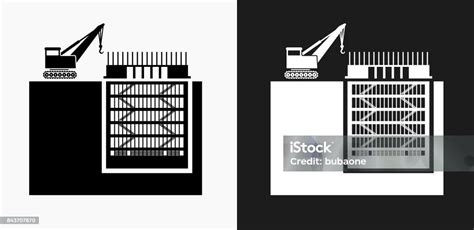 흑인과 백인 벡터 배경에서 건설 건물 아이콘 개념 기호에 대한 스톡 벡터 아트 및 기타 이미지 개념 기호 건설 산업 건축 Istock