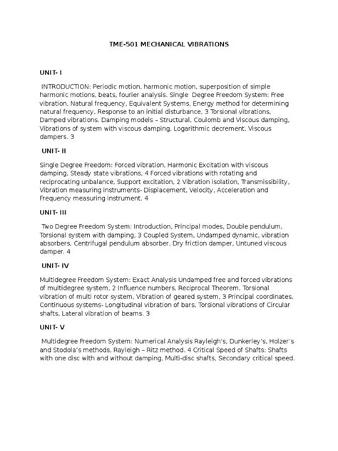 Vibration Syllabus Pdf