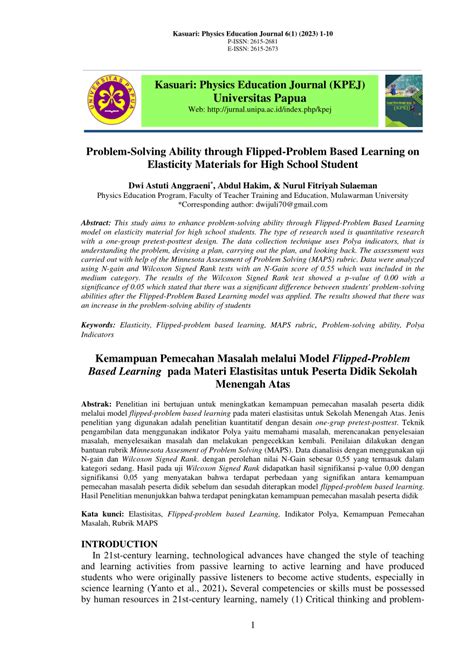 Pdf Problem Solving Ability Through Flipped Problem Based Learning On Elasticity Materials For