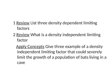 PPT Review List Three Density Dependent Limiting Factors Review What Is A Density