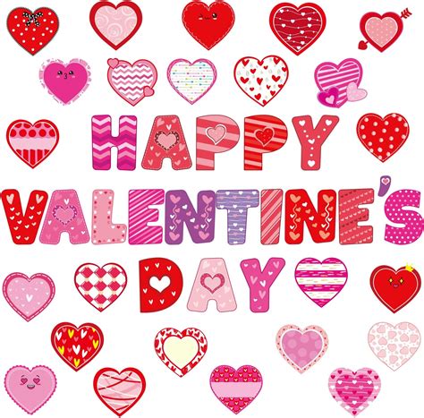 Quera 60pcs Heart Cut Outs Accents Colorful Valentines Day