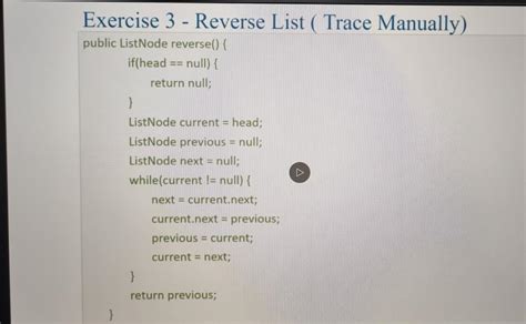 Solved Exercise Reverse List Trace Manually Public Chegg Com