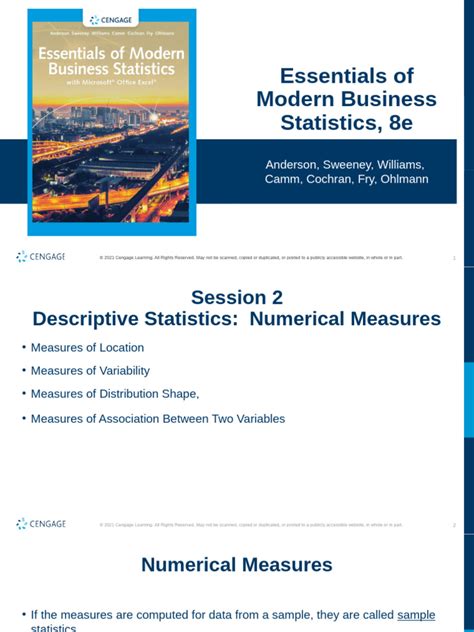 Session 2 Descriptive Statistics Numerical Measures Pdf Skewness