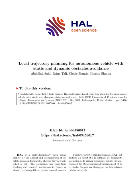 Pdf Local Trajectory Planning For Autonomous Vehicle With Static And
