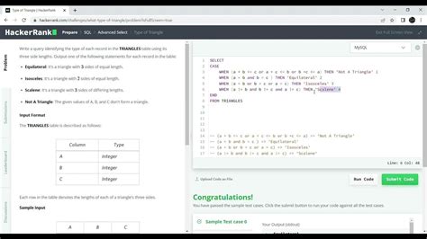Hackerrank Sql Type Of Triangle Sql Learning Youtube