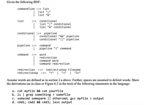 Solved Given The Following Bnf Assume Words Are Defined As