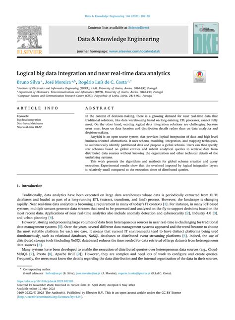 Pdf Logical Big Data Integration And Near Real Time Data Analytics