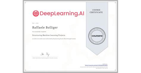 Completion Certificate For Structuring Machine Learning Projects Raffaele Bolliger