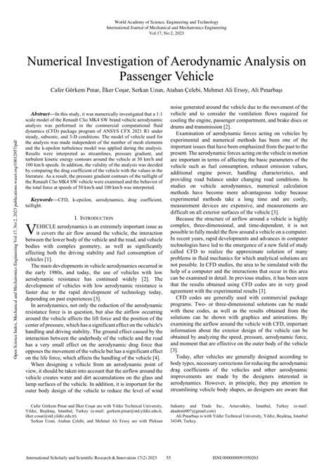 Pdf Numerical Investigation Of Aerodynamic Analysis On Passenger Vehicle