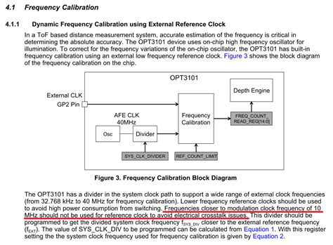 OPT3101 Dynamic Frequency Calibration Using External Reference Clock Sensors Forum Sensors