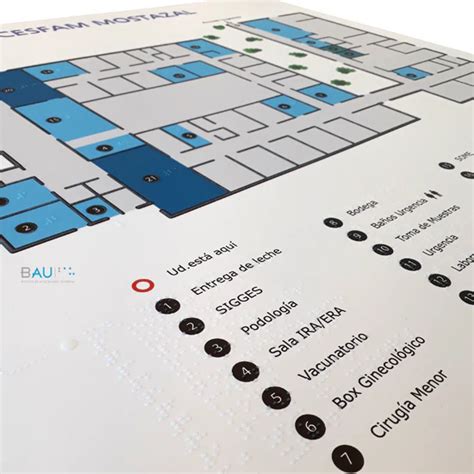 Señalética Braille En Formato Plano O Mapa Táctil Háptico De Bau
