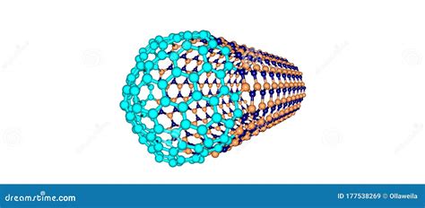 Nanotube Molecular Structure On Blue Background Royalty Free Stock Image
