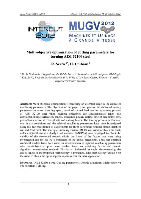 pdf multi objective optimization of cutting parameters for drilling