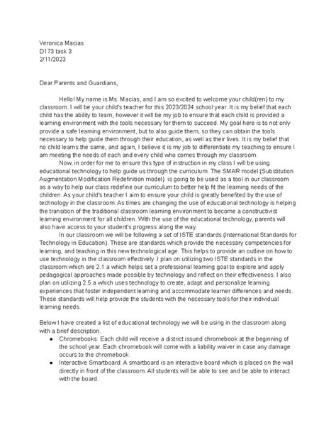 Task 3 D173 D173 Task 3 Veronica Macias D173 Task 3 211 Dear