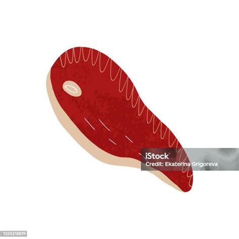 만화 쇠고기 또는 돼지 고기 스테이크 손으로 그린 음식은 질감과 고립 된 일러스트 건강한 생활방식에 대한 스톡 벡터 아트 및