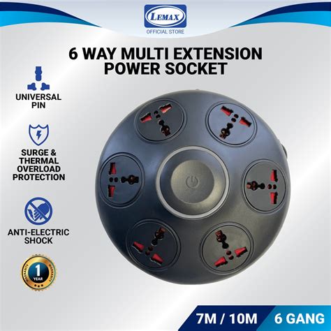 BERLIN 6 Gang Multi Extension Socket 7M 10M Surge Protection Extension Wire 2000W Trailing