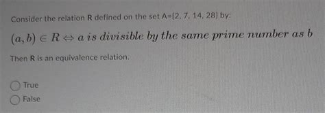Solved Consider The Relation R Defined On The Set