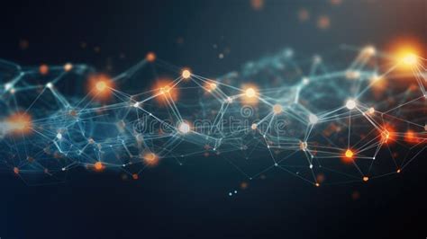 Abstract Neural Network Background Lines Connected By Bright Dots Stock Illustration