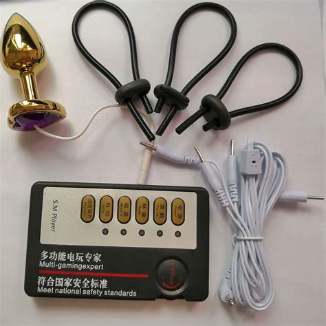 New Penis Plug Rings Electric Shock Host And Cable Electro Shock Sex Toys Electro Stimulation