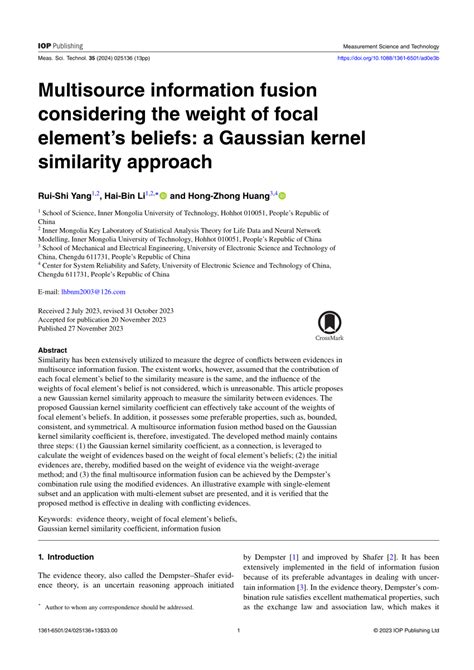 Multisource Information Fusion Considering The Weight Of Focal Elements Beliefs A Gaussian