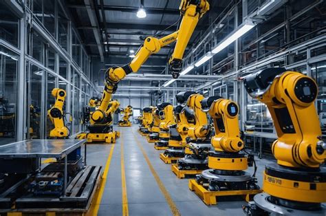 Smart Factory Robots Coordinating Realtime Manufacturing Tasks Premium Ai Generated Image