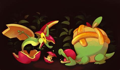 Flapple Appletun Applin Apple Pokémon Dragon Grass Type Galar Gen 8 Art