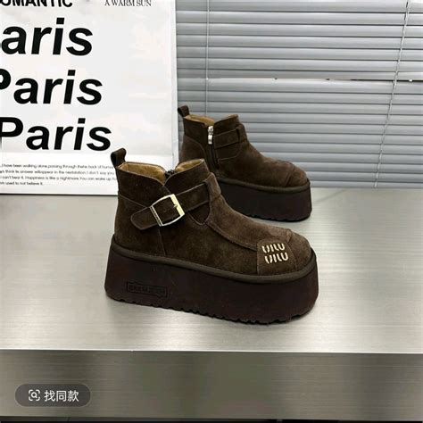 Ботинки Женский Miu Miu кофе размер 34 Зима Молния Платформа Вышивка Италия купить C доставкой