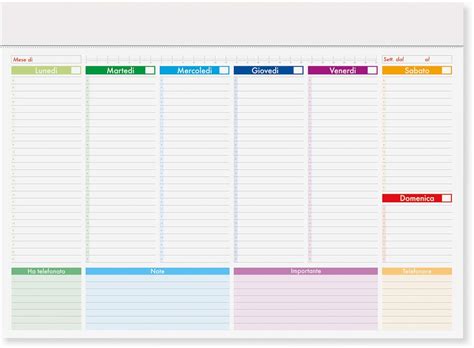 Pubblimania Planning Settimanale Maxi Da Tavolo Per Scrivania Ufficio