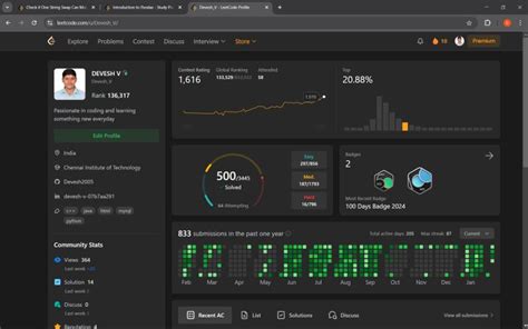 🚀 Leetcode Milestone 500 Problems Solved Devesh V