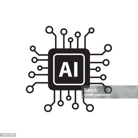 그래픽 디자인 로고 웹 사이트 소셜 미디어 모바일 앱 Ui 일러스트레이션을 위한 인공 지능 Ai 프로세서 칩 벡터 아이콘 기호