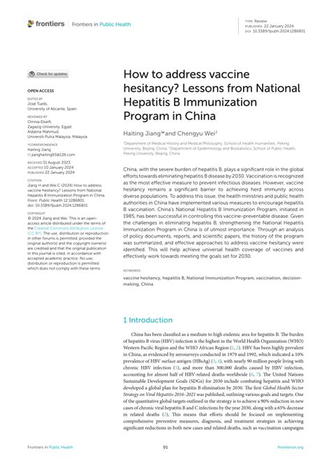 Pdf How To Address Vaccine Hesitancy Lessons From National Hepatitis B Immunization Program