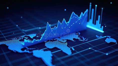 Dynamic Data Visualization Showcasing Global Trends With Vibrant Blue Tones Stock Image Image