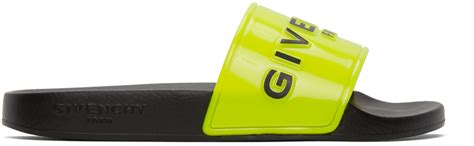 Givenchy Yellow And Black Logo Flat Slides Givenchy Givenchy Yellow And Black Logo Flat Slides Givenchy