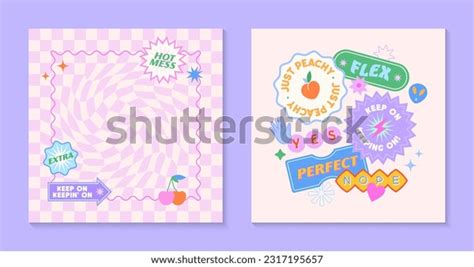 90년대 스타일의 패치와 스티커가 있는 귀여운 스톡 벡터로열티 프리 2317195657 Shutterstock