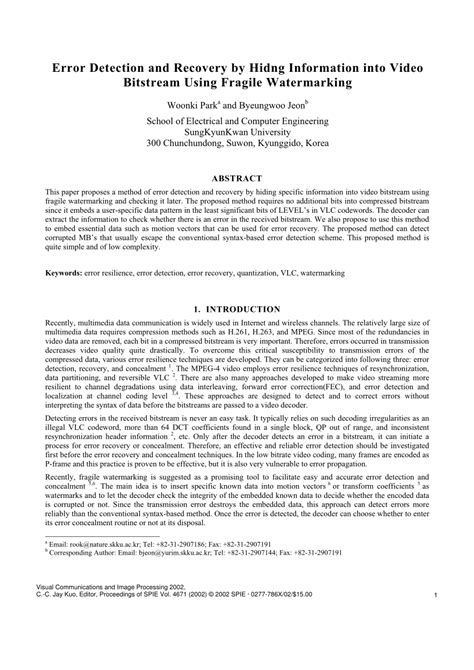Pdf Error Detection And Recovery By Hidng Information Into Video