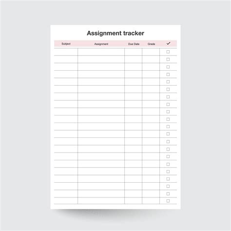 Assignment Trackerhomework Trackerassignment Logstudy Planner