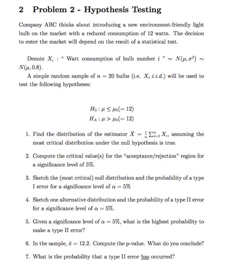 Solved 2 Problem 2 Hypothesis Testing Company ABC Thinks Chegg Com