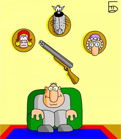 охотник, карикатура, прикол, бабушка, красная шапочка, волк, ружьё, ау