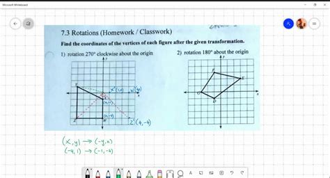 Solved 73 Rotations Homework Classwork Find The Coordinates Of The Vertices Of Each Figure