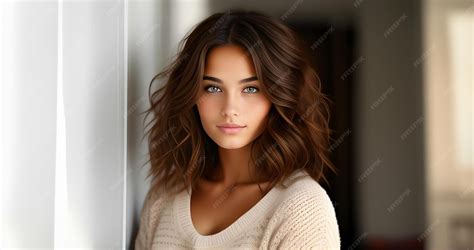Beautiful Brunette Girl Closeup Face Beautiful Brunette Woman Portrait
