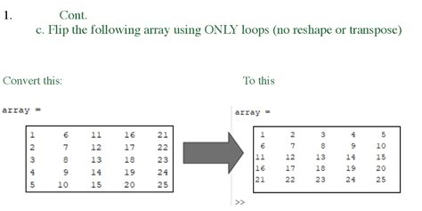 Solved Cont Flip The Following Array Using Only Loops No