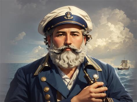 Premium Ai Image Boatswain With Pipe Sea Captain Marine Old Sailor Or
