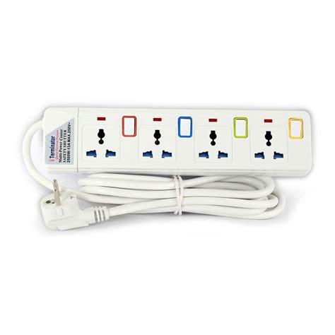 4 Way Universal Power Extension Socket With Individual Switches Indicator 3 Meter Cable 1