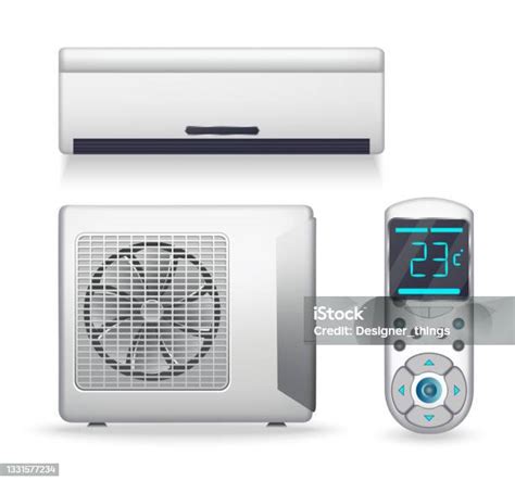 에어컨 시스템 냉각 또는 난방 장비와 현실적인 설정 공기를 청소 신선하게 하고 순환하는 전자 기기 또는 장치 실내 및 실외