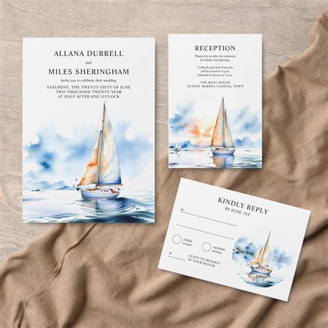 Coastal Sailboat Wedding Details And Qr Code Invitation Zazzle