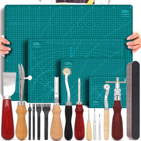 Badu Bg Кожен комплект Комплект инструменти за работа с кожарство с подложка за рязане Комплект